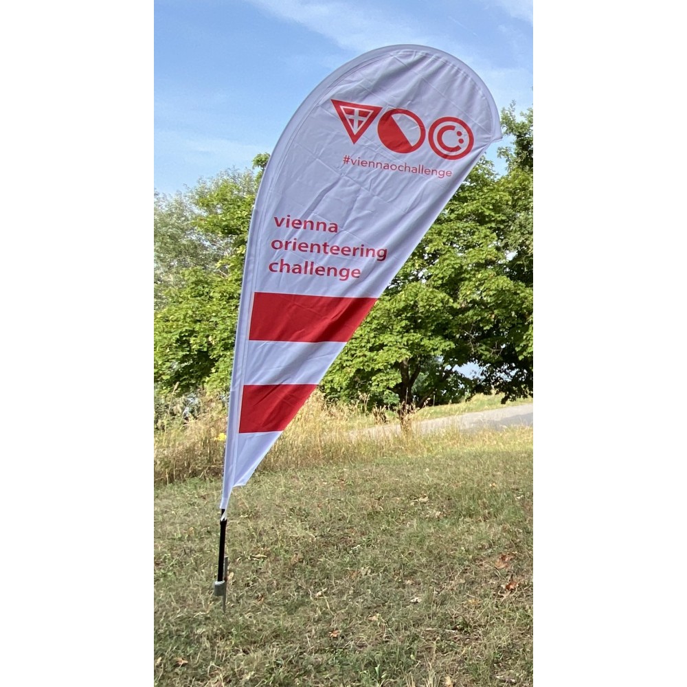 Beach Flag Set (3.4 m), double side print, poles and spike | OL-Shop